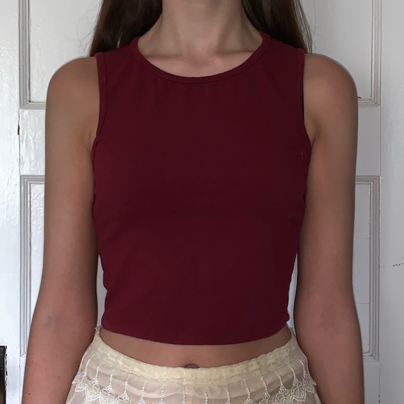 Tops | Cropped Tank With Fine Mesh Back | Poshmark